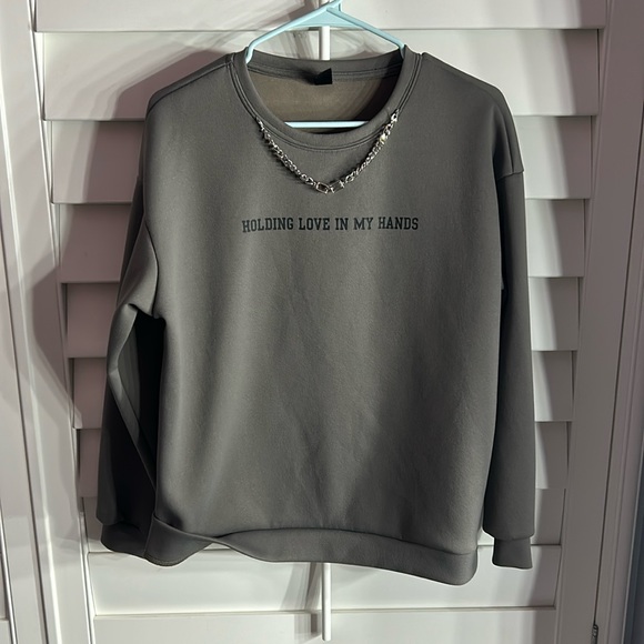 Tops | Gray Sweatshirt With Chain | Poshmark